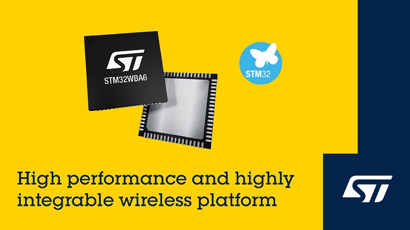 STMicroelectronics’ new integrated STM32WBA6 wireless microcontrollers combine extra features ...